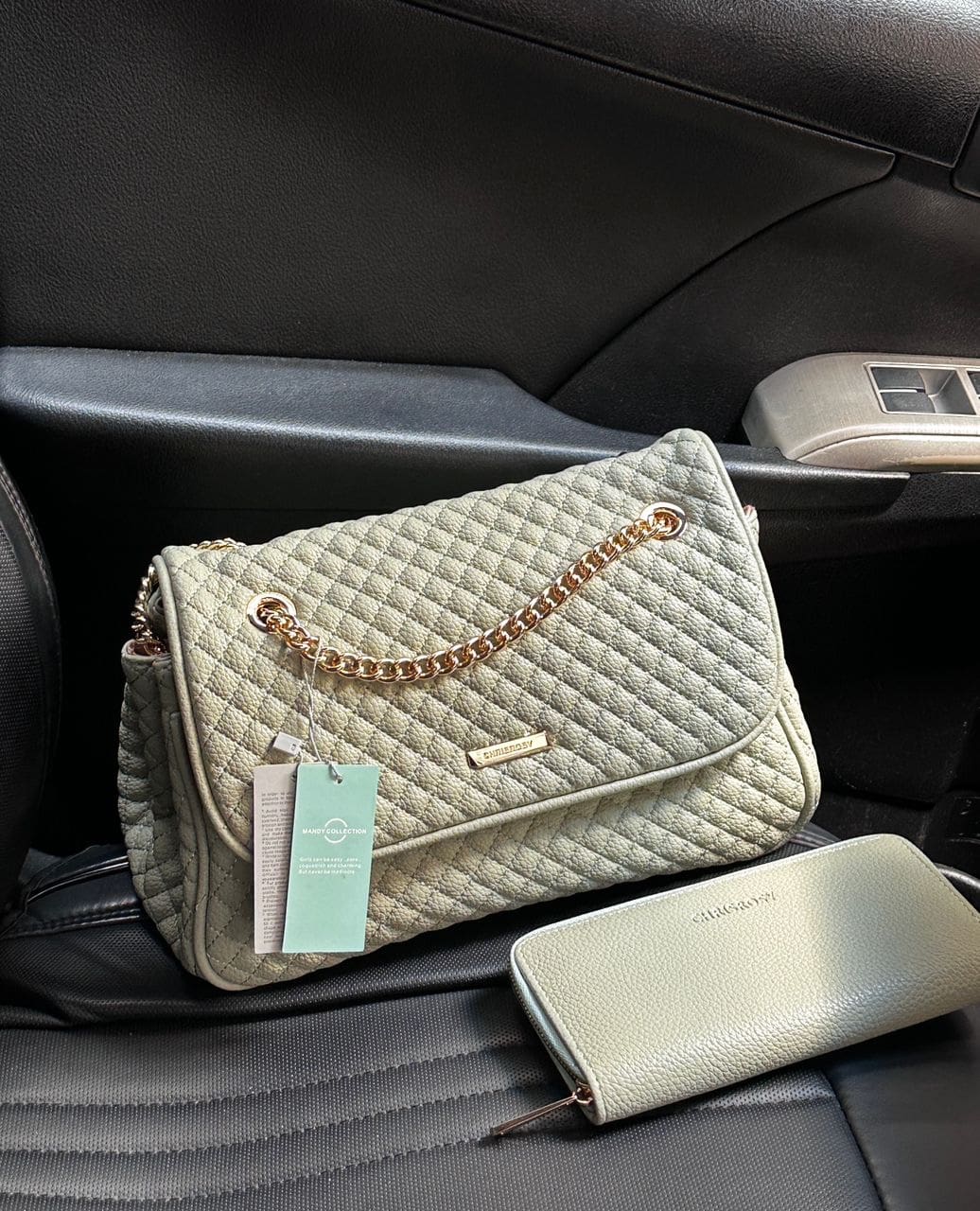 CHRISROSY Diamond-Quilted Flap Shoulder Bag and Matching Zip-Around ...